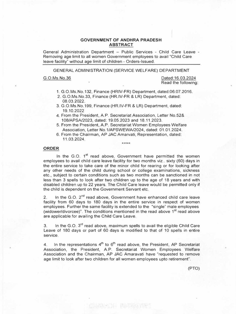 Child Care Leave Policy Update AP | PDF | Social Institutions | Government