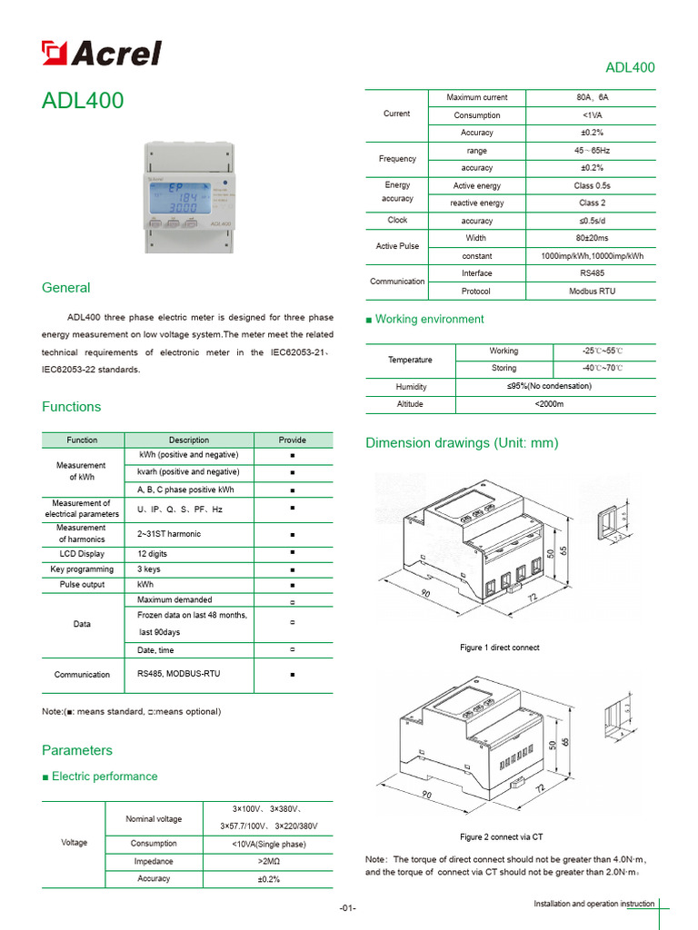 ADL400 Manual | PDF | Physical Quantities | Electrical Engineering