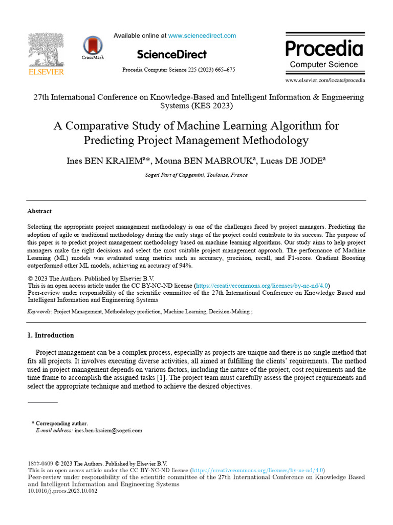 A Comparative Study of Machine Learning Algorithm For PR - 2023 - Procedia Compu | PDF | Machine ...