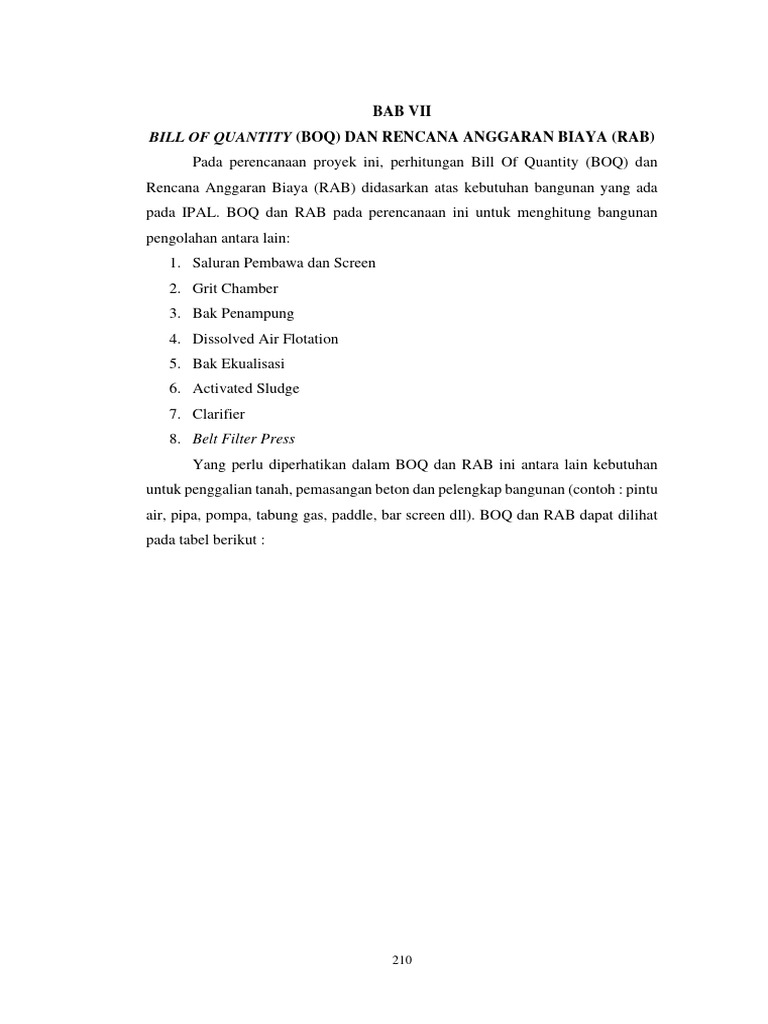 BOQ dan RAB Proyek IPAL 2023 | PDF | Griya & Taman