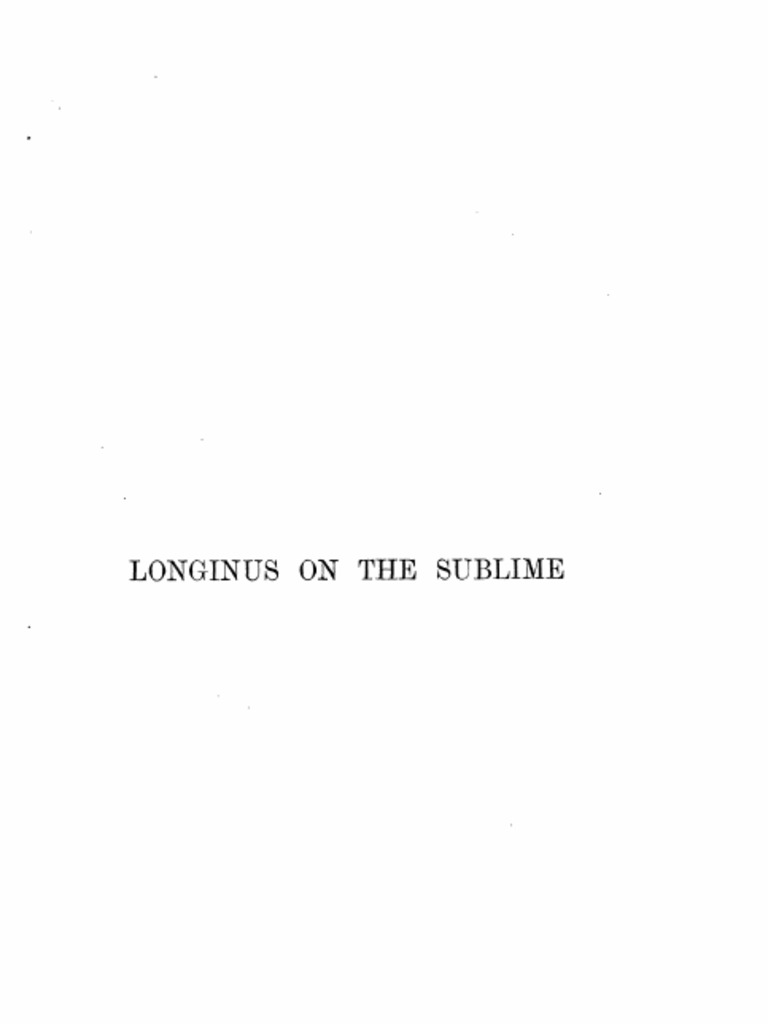 Longinus On Sublime | PDF