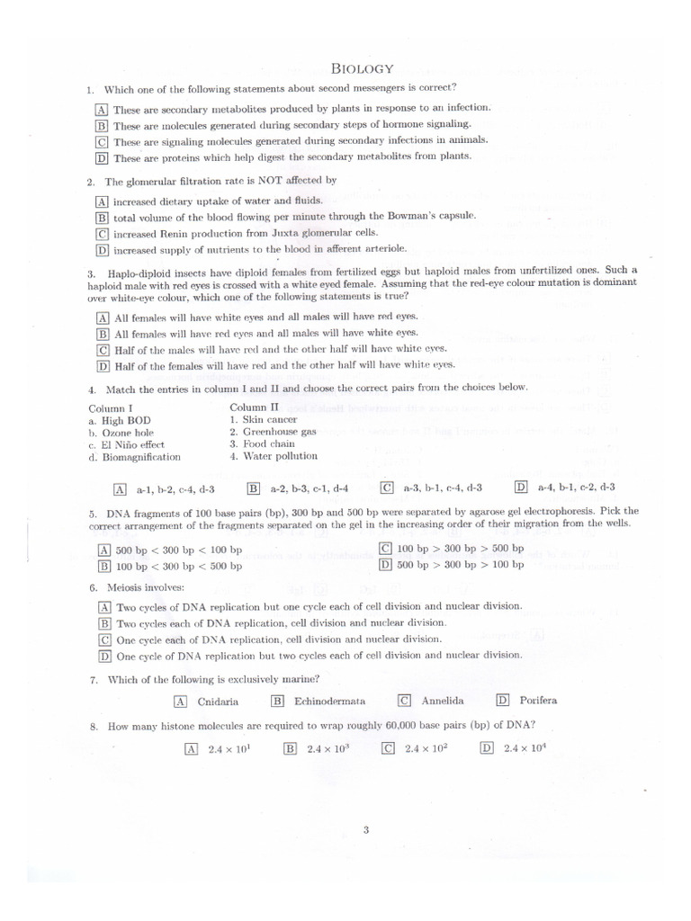 IISER Aptitude Test Question Paper 2018 | PDF