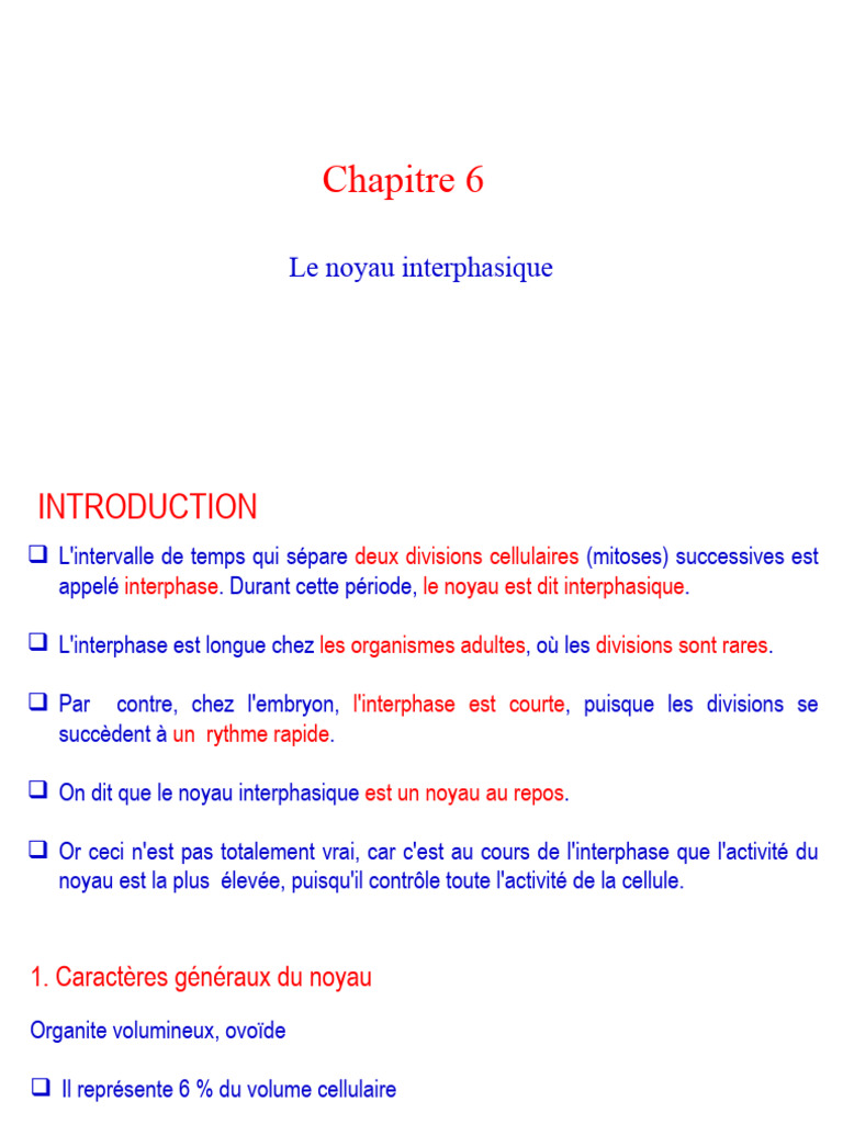 Structure et Fonction du Noyau Interphasique | PDF | Noyau (biologie) | Cellule (Biologie)