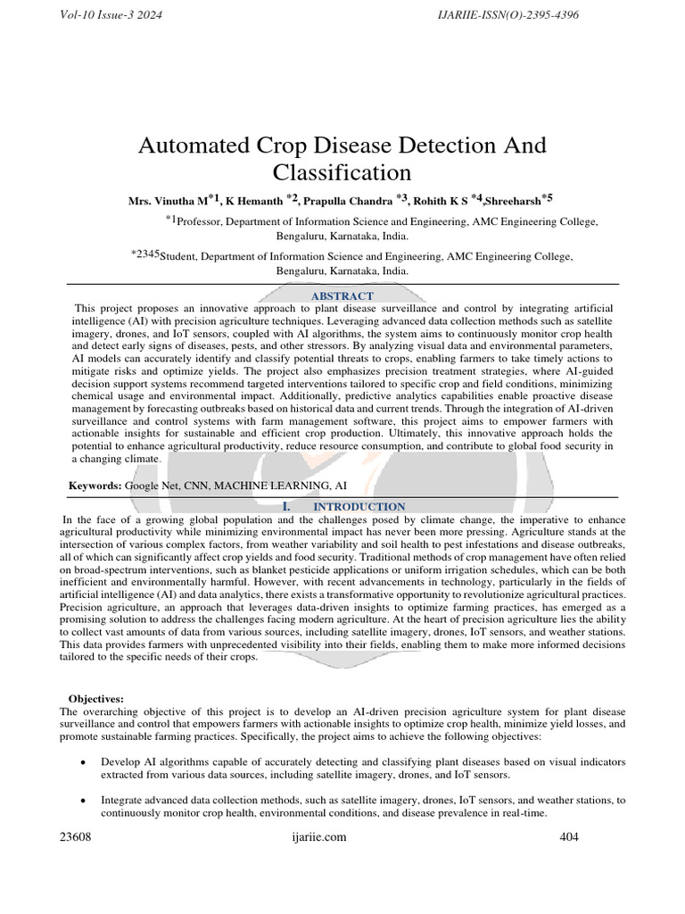 Automated Crop Disease Detection And Classification Ijariie23608 Pdf