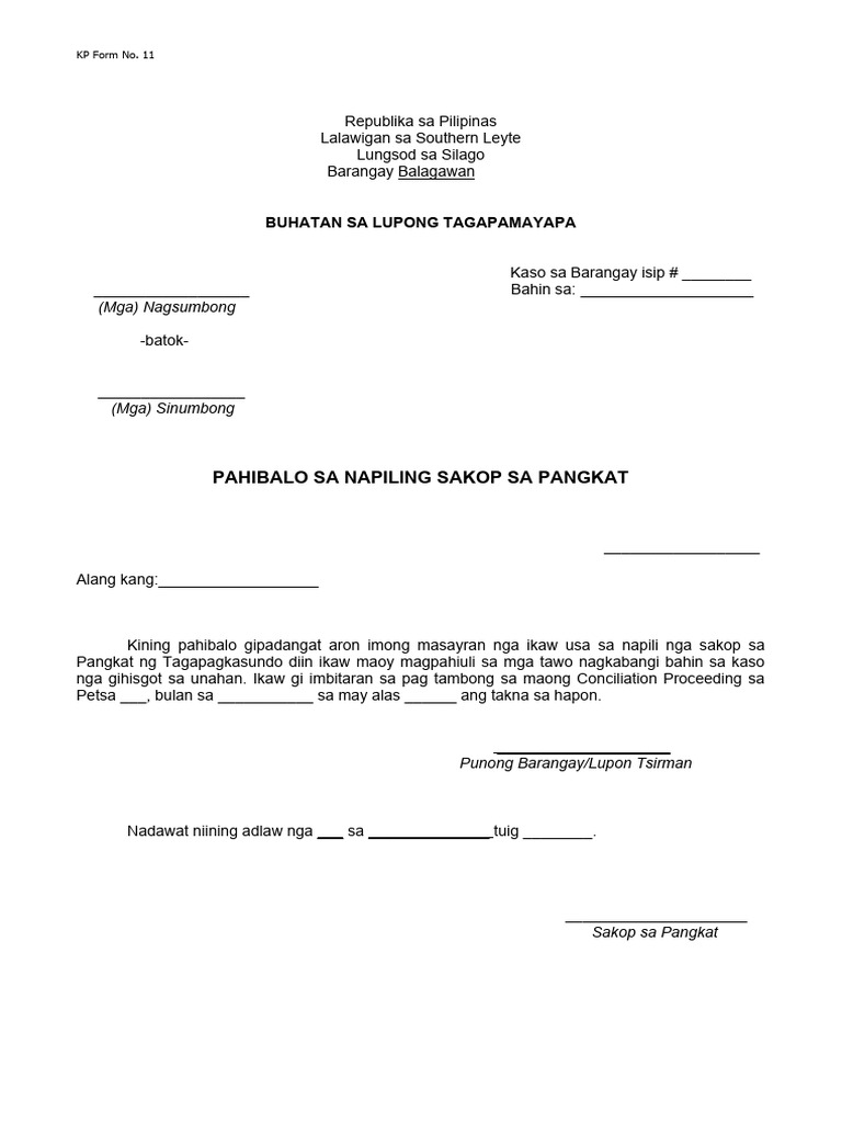 KP Form 11 - Notice To Chosen Pangkat Member | PDF