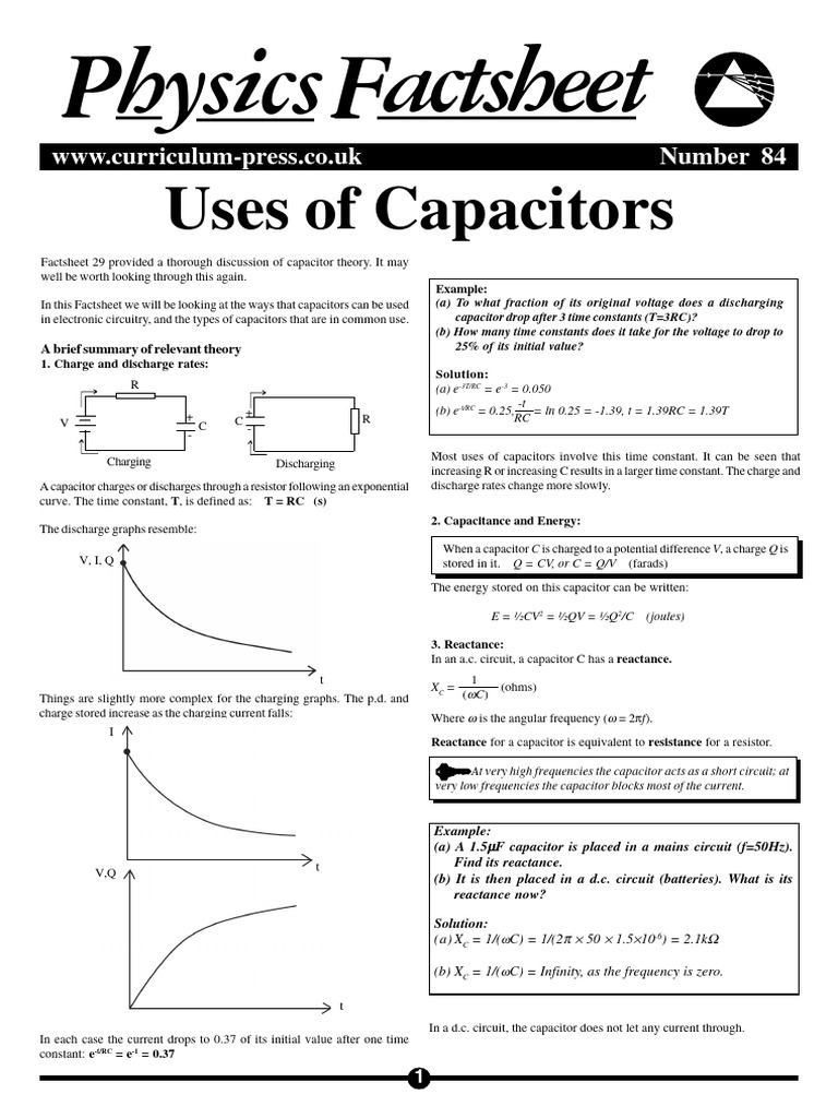 Uses of Capacitors | Download Free PDF | Capacitor | Rectifier