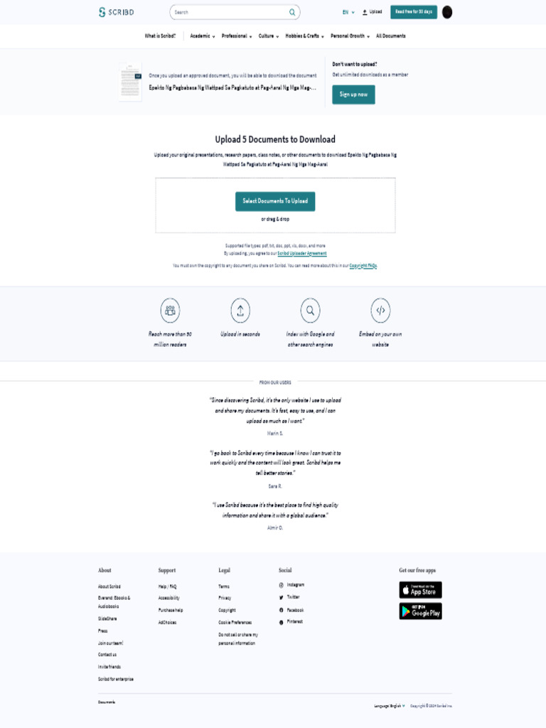 Upload A Document - Scribd | PDF | Scribd | Software