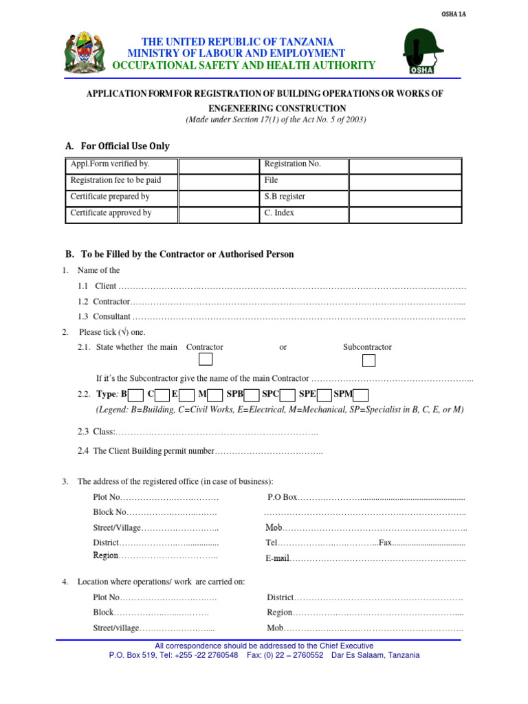Application Form 1 (A) For Engineering Construction | PDF | Law | Technology & Engineering