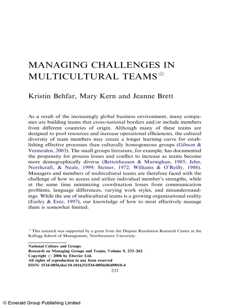 Managing Challenges in Multicultural Teams | PDF | Prejudices ...