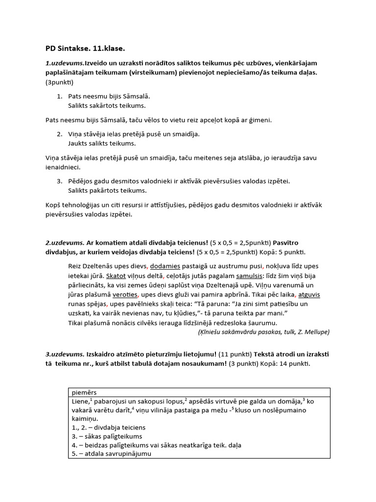 PD Sintakse 11.kl. | PDF