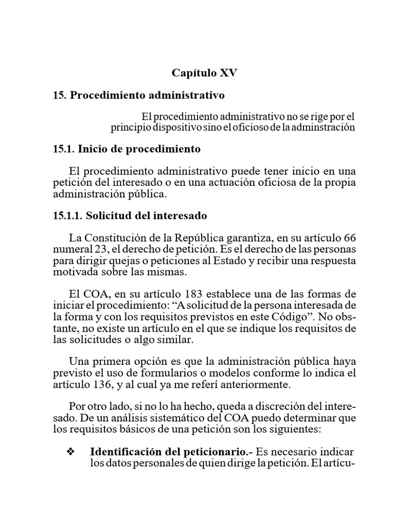 Procedimiento Administrativo: Inicio y Requisitos | PDF | Testigo ...