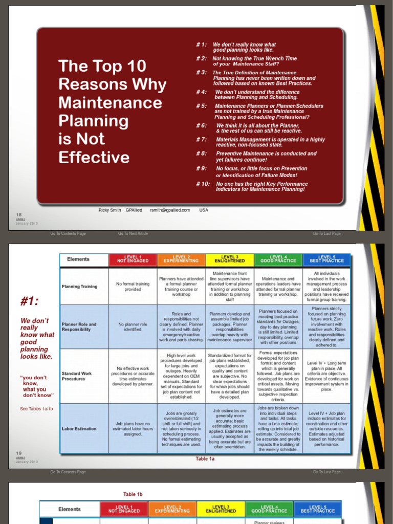 Top 10 Reasons Why Maintenance Planning Is Not Working1 | PDF | Reliability Engineering ...
