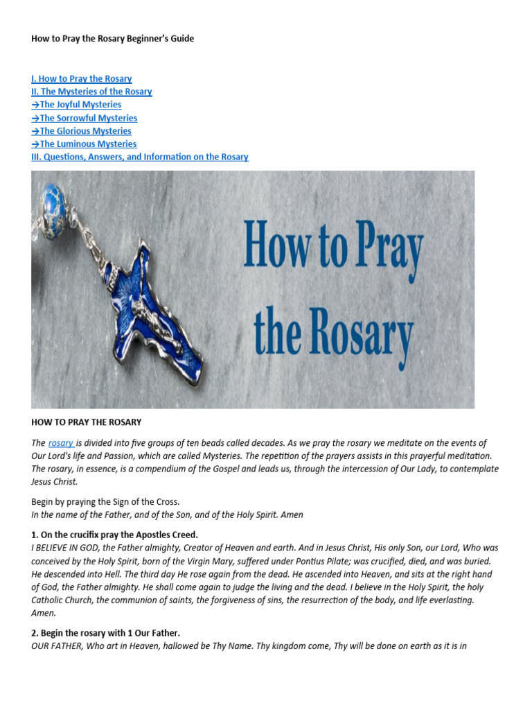 Beginner's Guide to Praying the Rosary | PDF | Rosary | Lord's Prayer
