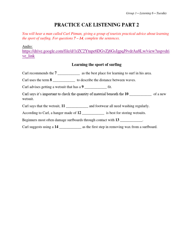 Practice Cae Listening Part 2 | PDF