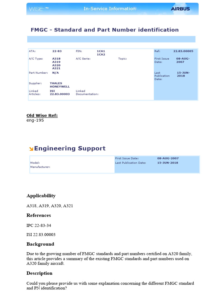 FMGC - Standard and Part Number Identification | PDF | Aircraft | Airbus