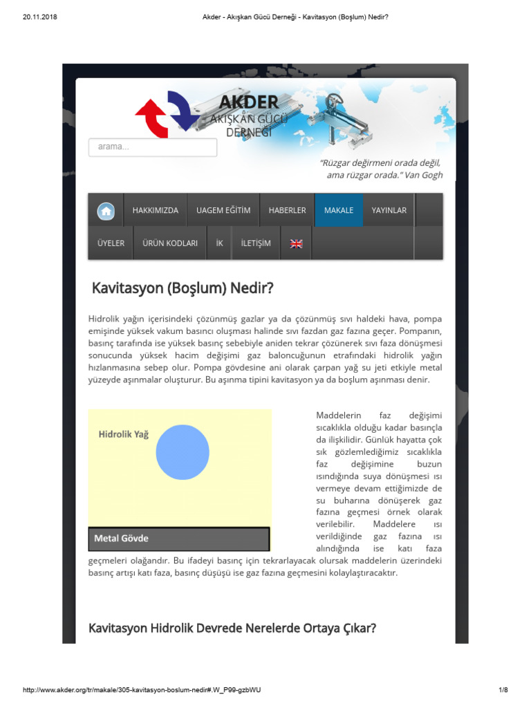 Akder - Akışkan Gücü Derneği - Kavitasyon (Boşlum) Nedir | PDF