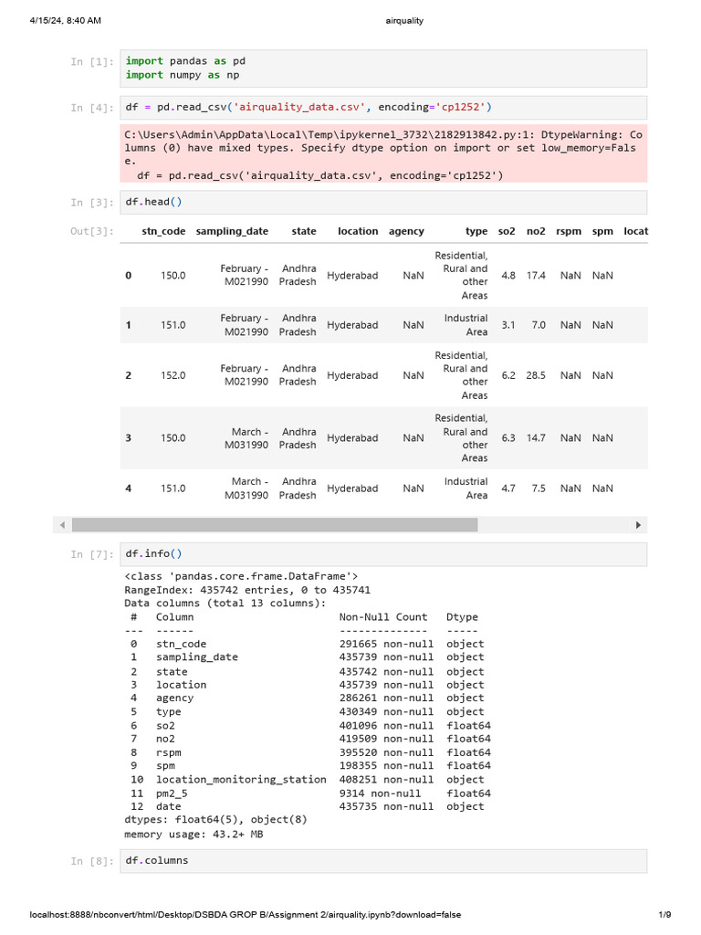 Air Quality | PDF | Computer Data | Computer Programming