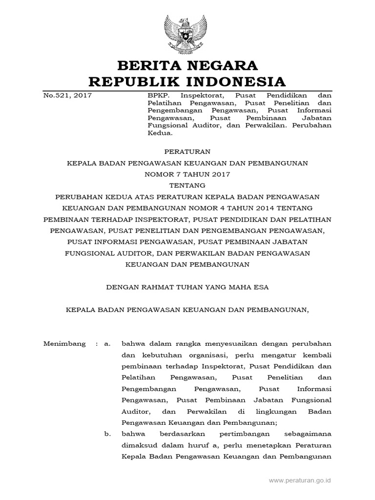 Perubahan Kedua Peraturan BPKP 2017 | PDF | Bisnis