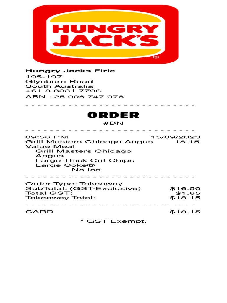 Receipt Cfa Au HJ | PDF