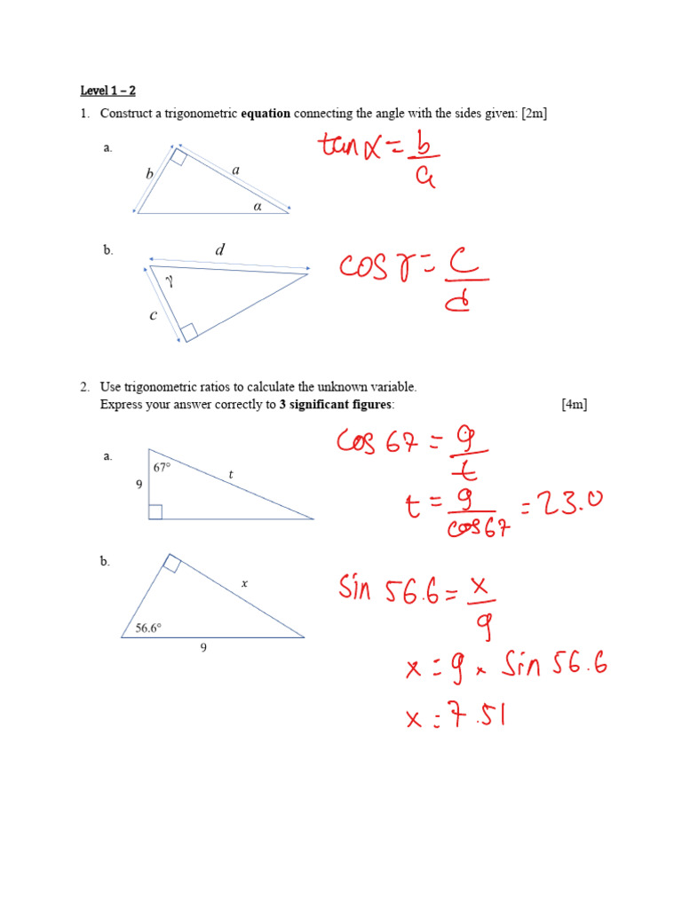 Criterion A G10 S TRIGONOMETRY Ms | PDF | Trigonometry | Geometry