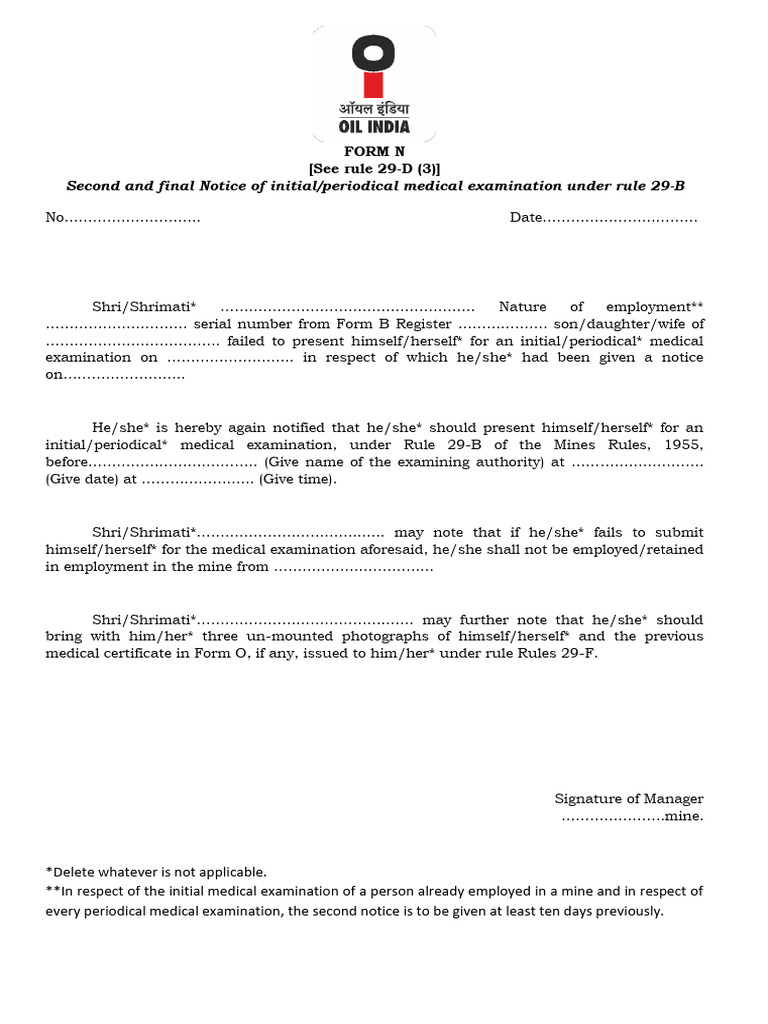 Second Notice for Medical Examination | PDF
