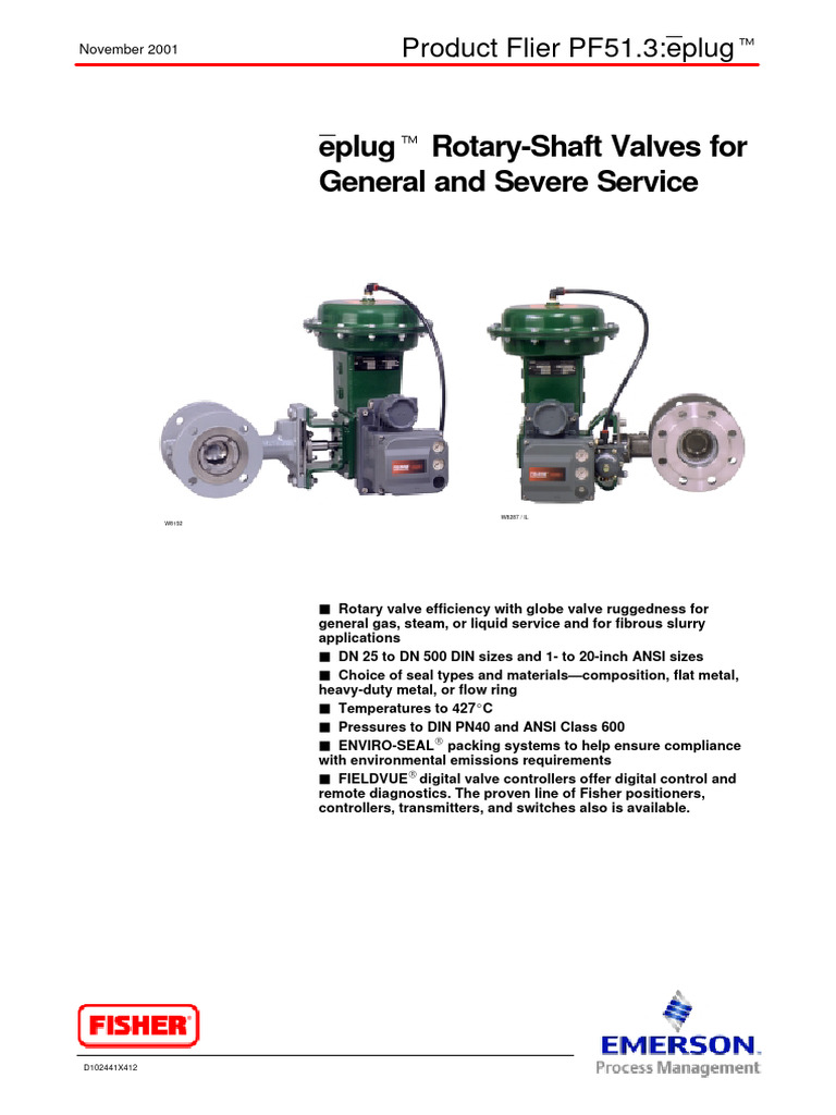 Eplug Rotary-Shaft Valves For General and Severe Service: Product Flier ...