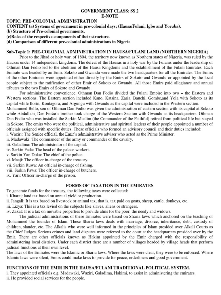 GOVERNMENT CLASS SS2 E-Note | PDF | Politics | Law