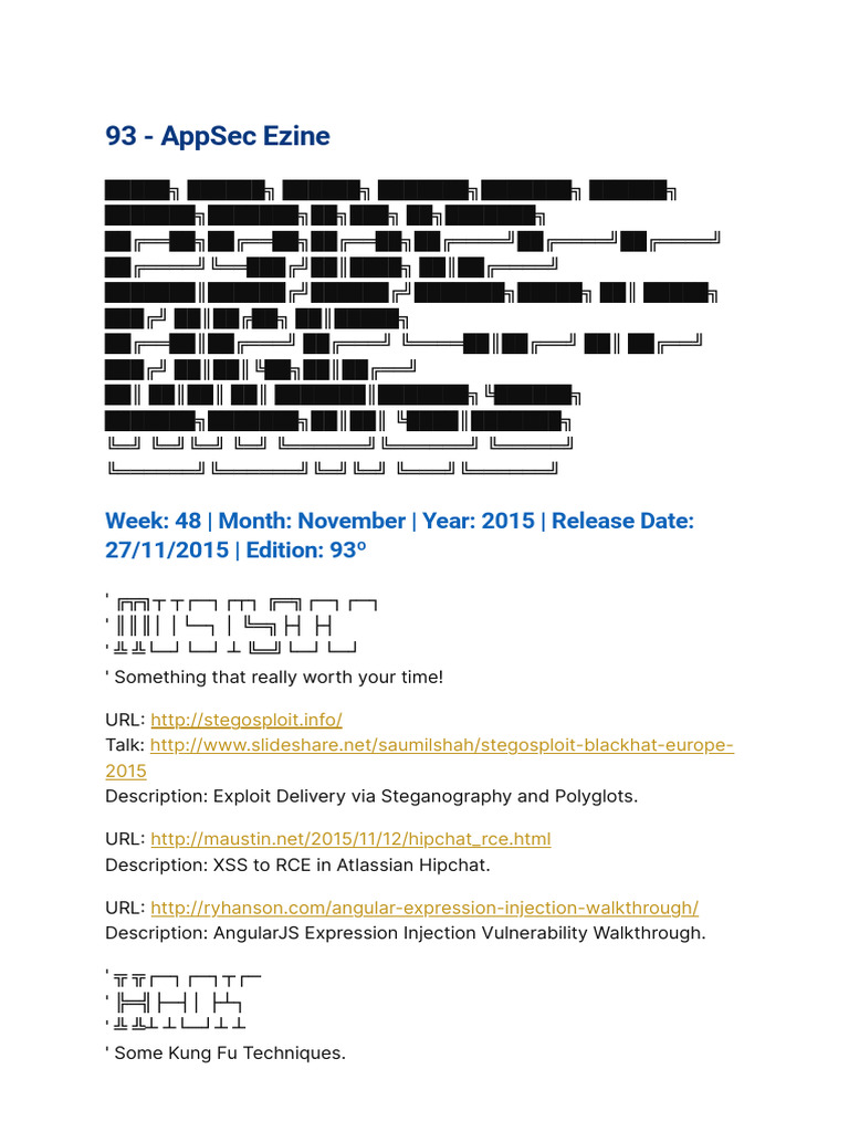 93 - Appsec Ezine: Week: 48 - Month: November - Year: 2015 - Release ...