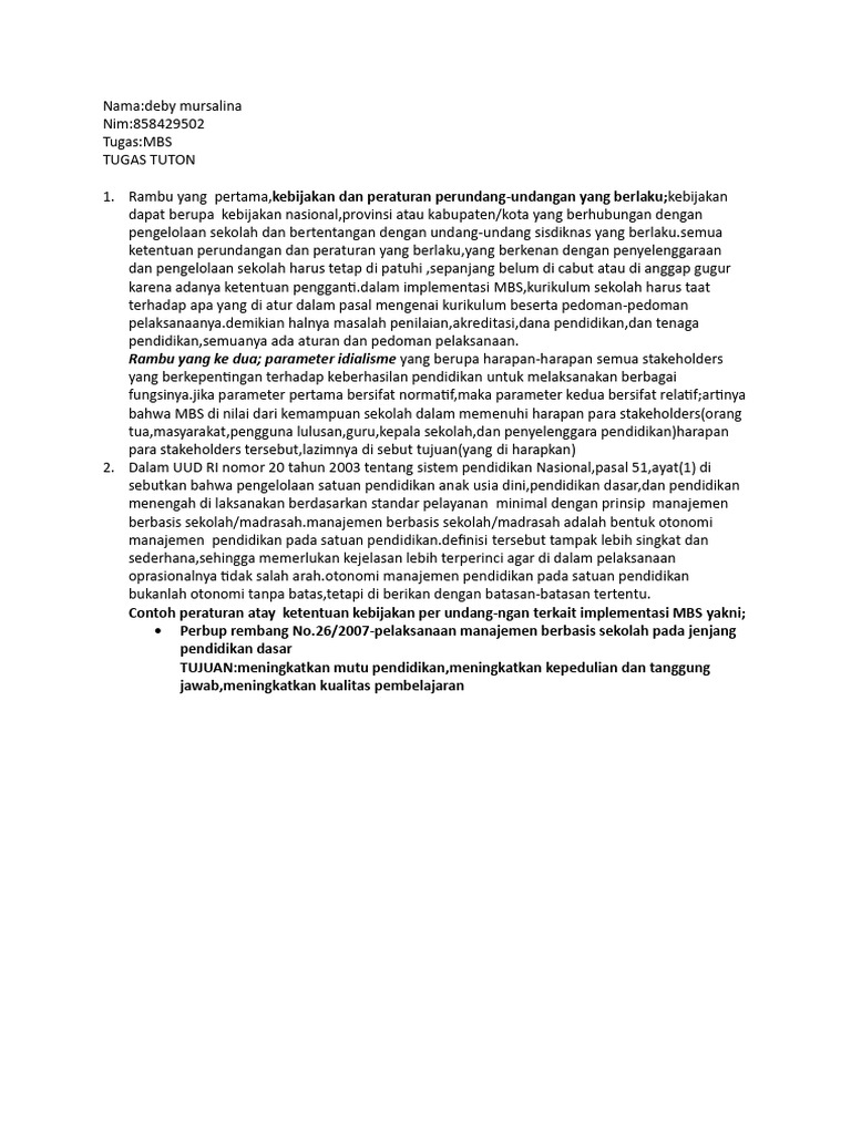 Tugas Tuton 1 MBS | PDF