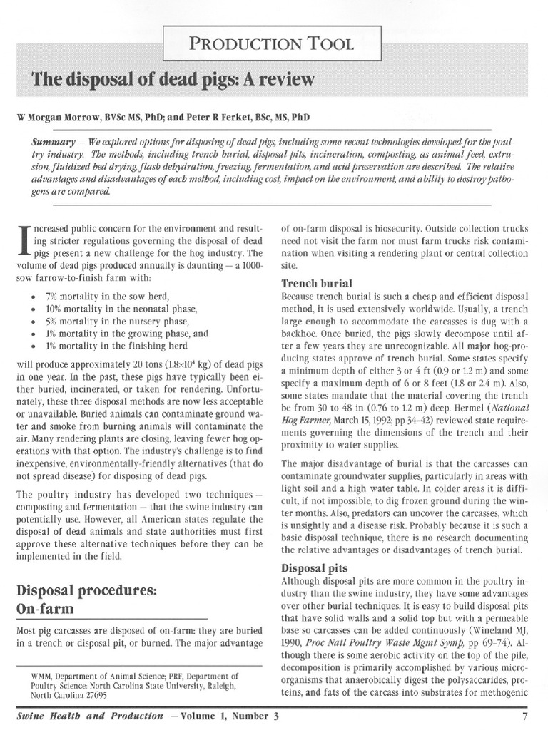 Production Tool: Disposal Procedures: On-Farm | PDF | Compost | Extrusion