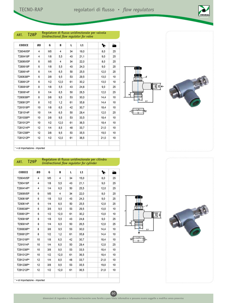 Regulador Flujo t28p t29 Pneumax | PDF