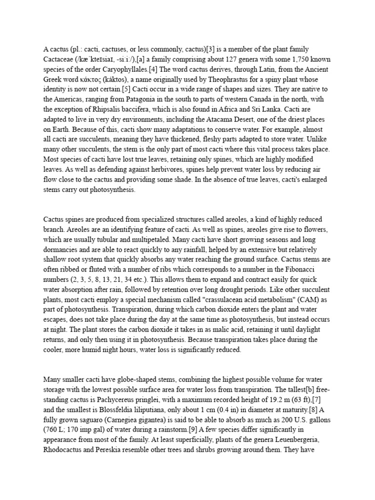 Cactus | PDF | Plants | Botany