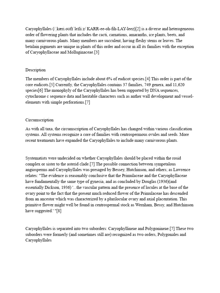 Overview of Caryophyllales Order | PDF | Science & Mathematics