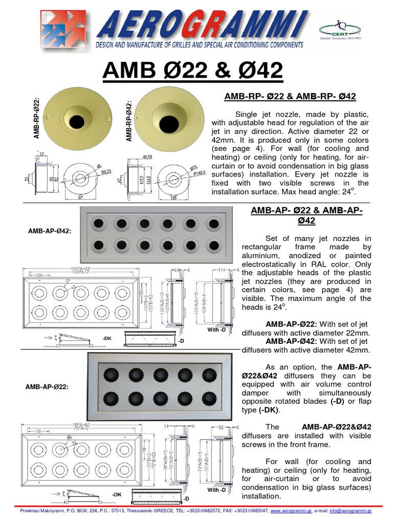Katalog Kružne Mlaznice Sa Pokretnom Glavom I Izlaznim Prečnikom 22mm AMB AEROGRAMMI | PDF ...