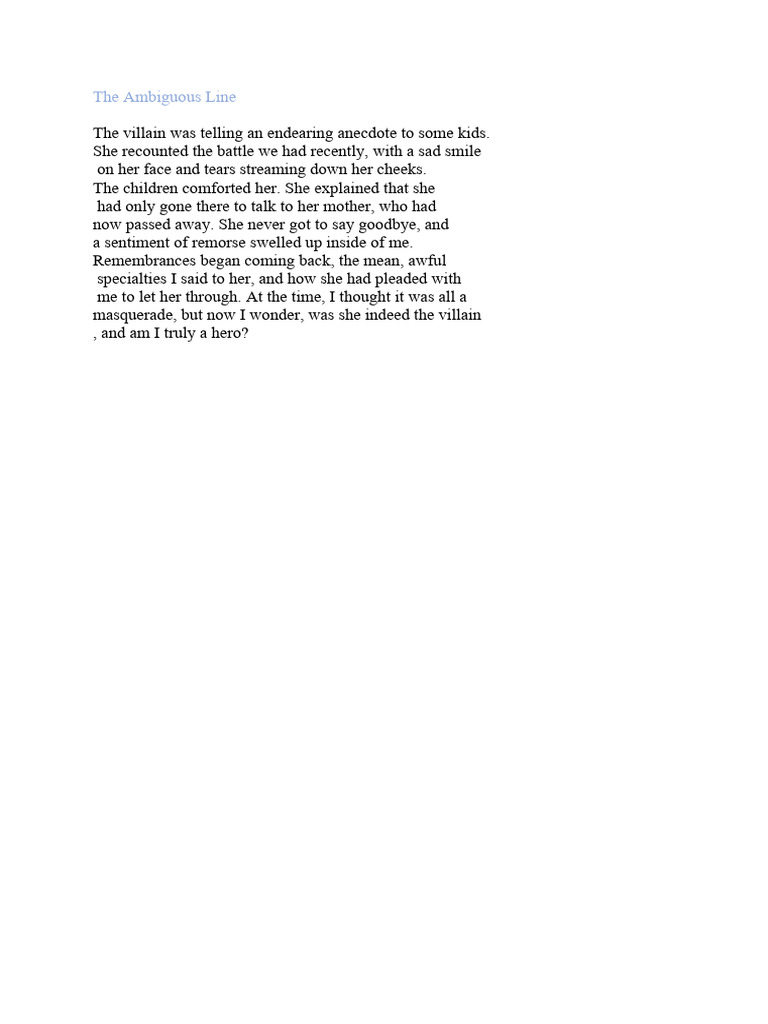 Villain's Tale: A Hero's Doubt | PDF