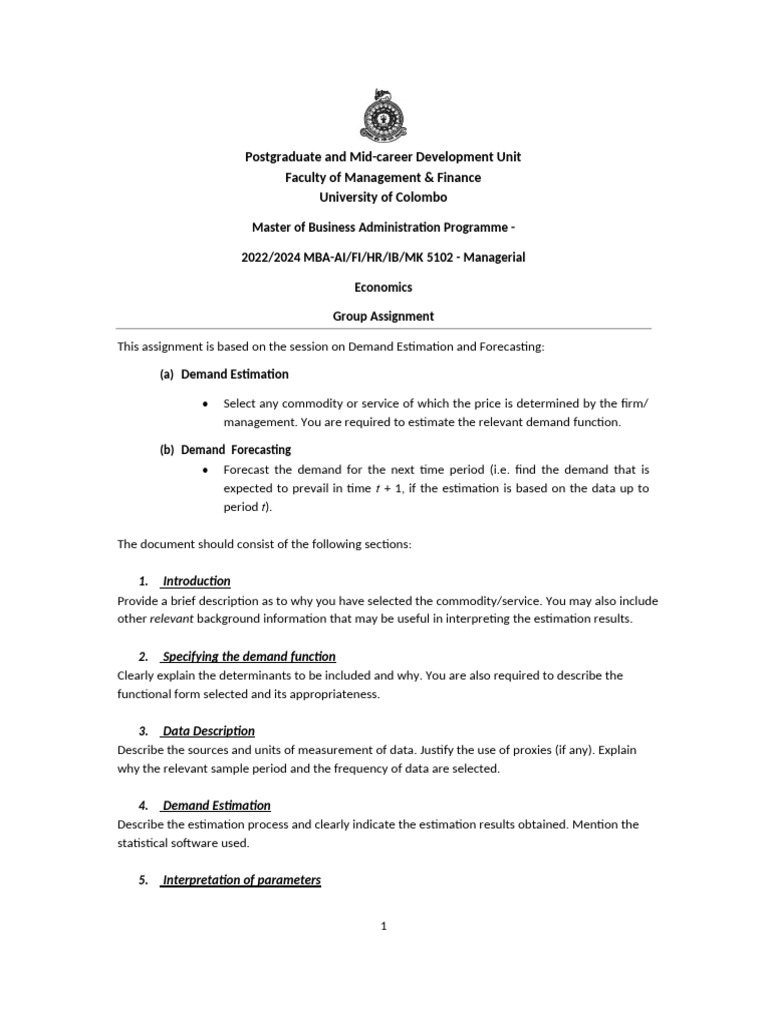 Group Assignment - MBA 5102 - 2023 | PDF | Demand | Forecasting