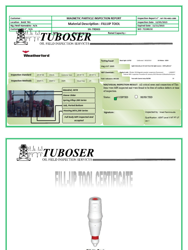 Mpi Report With Uv Trdi1 Spacer Can New1 | PDF | Nondestructive Testing ...