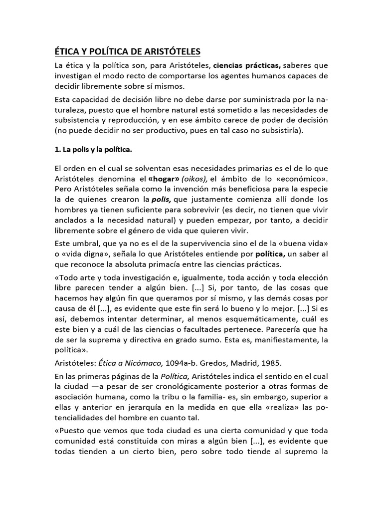 Ética y Política de Aristóteles | PDF | Aristóteles | Virtud