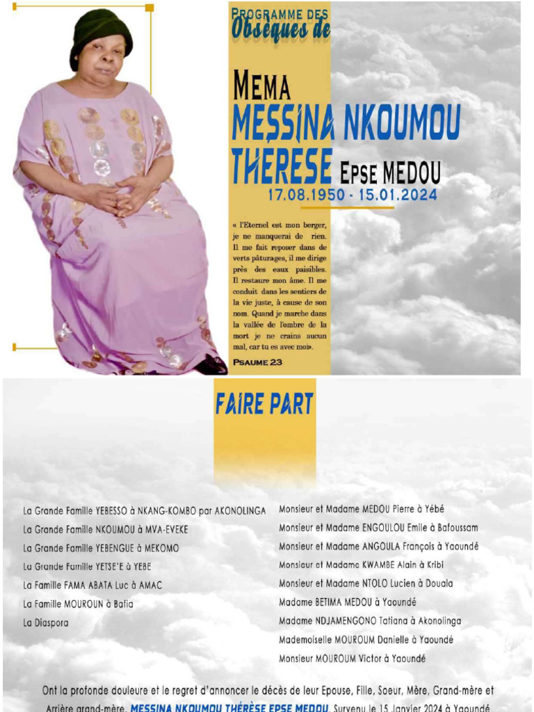 2024-01 Programme Obsèques Messina | PDF