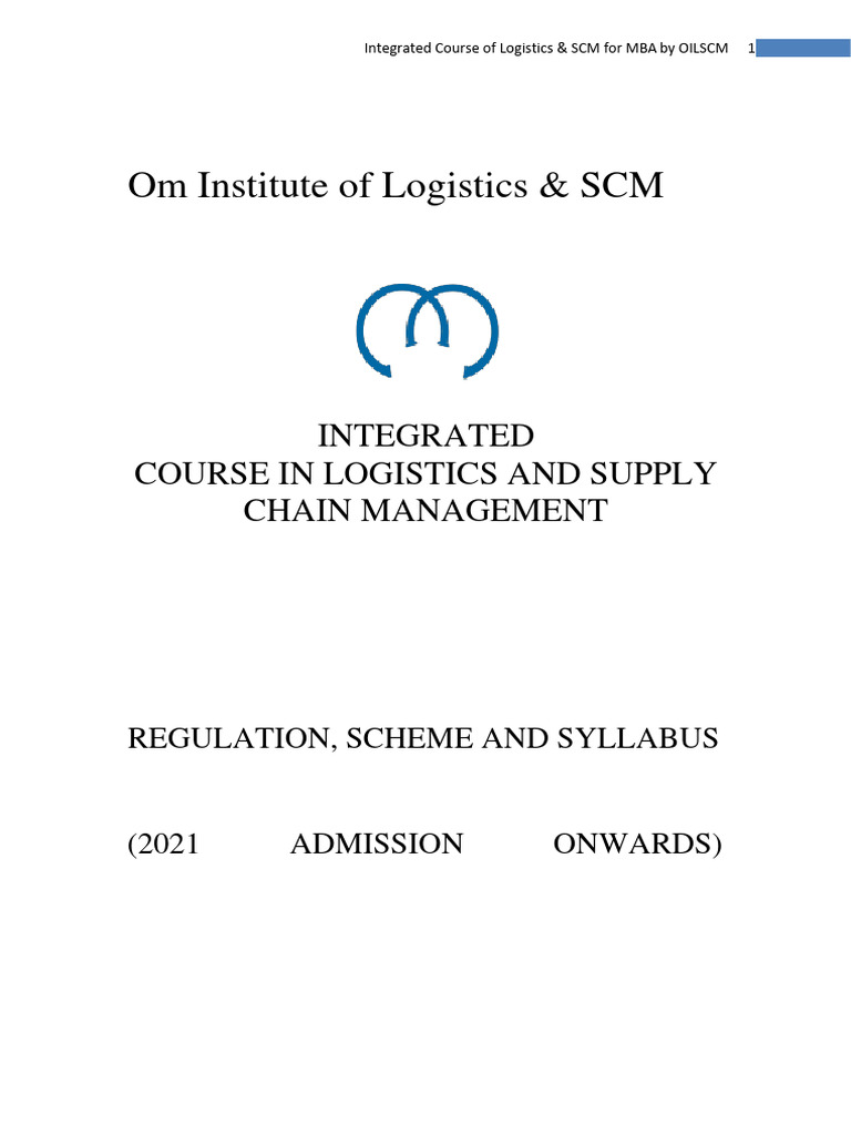 MBA Integrated Logistics & SCM Course | PDF | Supply Chain Management ...