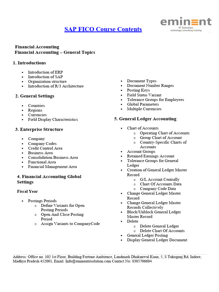 SAP FICO Course Content | PDF | Debits And Credits | Depreciation