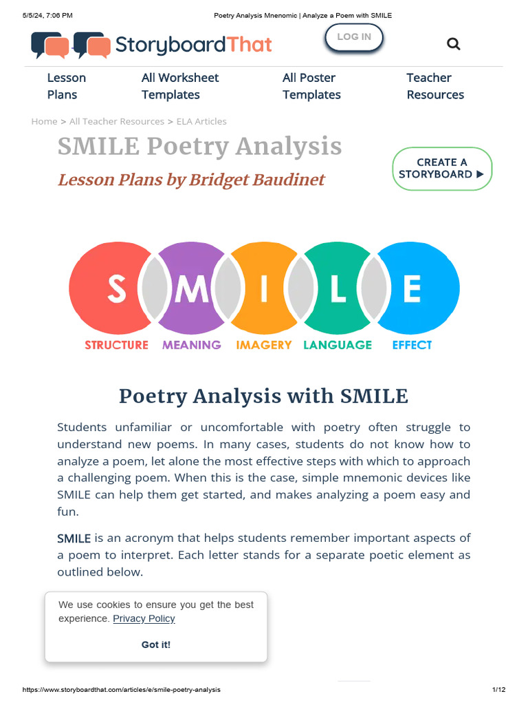 Poetry Analysis Mnenomic - Analyze A Poem With SMILE | PDF | Poetry ...