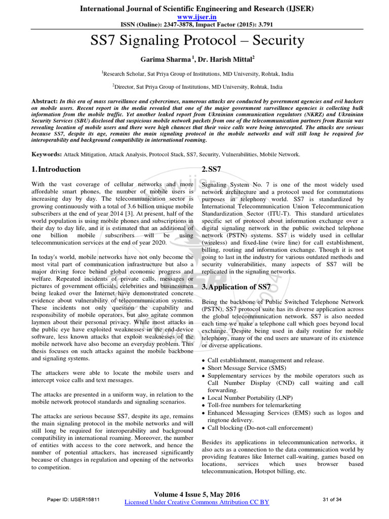 SS7 Signaling Protocol - Security | PDF | Computer Network | Public Switched Telephone Network