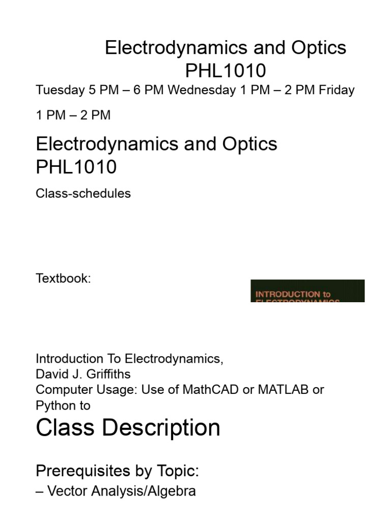 Lecture1 EMO Introduction | PDF | Electromagnetism | Optics Lecture1 EMO Introduction | PDF | Electromagnetism | Optics