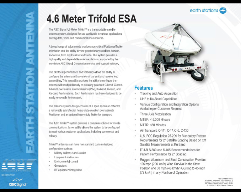 Asc Signal 120 4 6 Meter Trifold Transportable Antenna - 1 | PDF