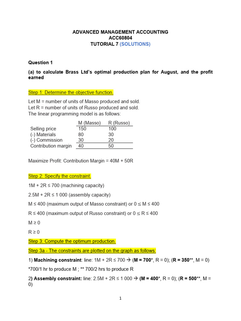 Optimal Production Plan Solutions | PDF | Mathematical Optimization ...
