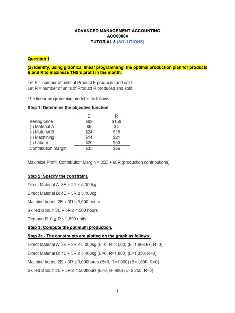 Optimal Production Plan Using Linear Programming | PDF | Mathematical ...