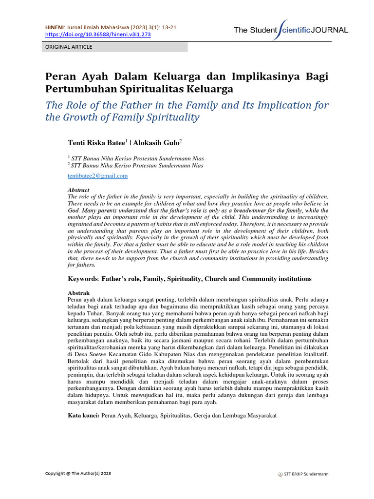 Peran+Ayah+Dalam+Keluarga Tenti Edited | PDF | Pengembangan Diri | Gaya Hidup
