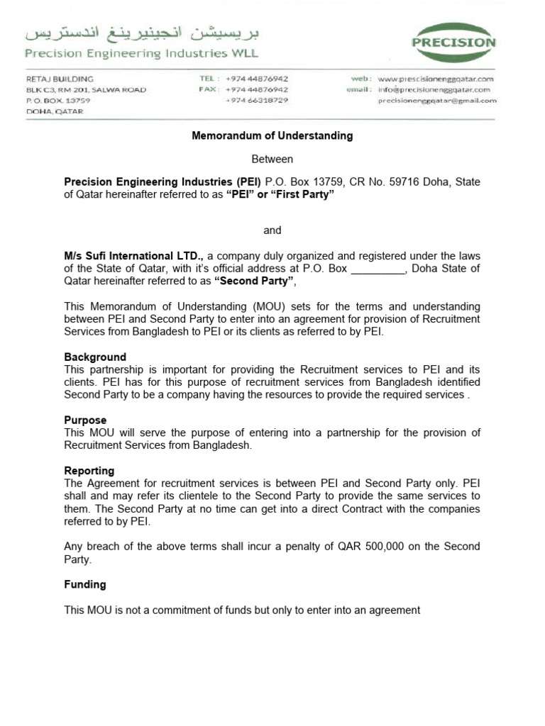 MOU | PDF | Contract Law | Justice