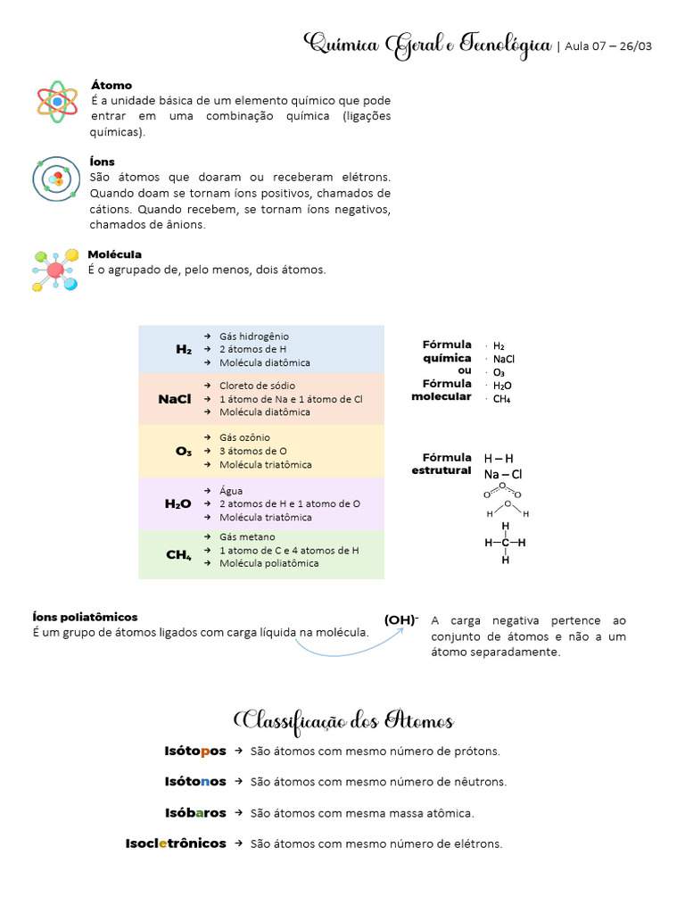 Átomo, Íons e Tabela Periódica | PDF | Moléculas | Química